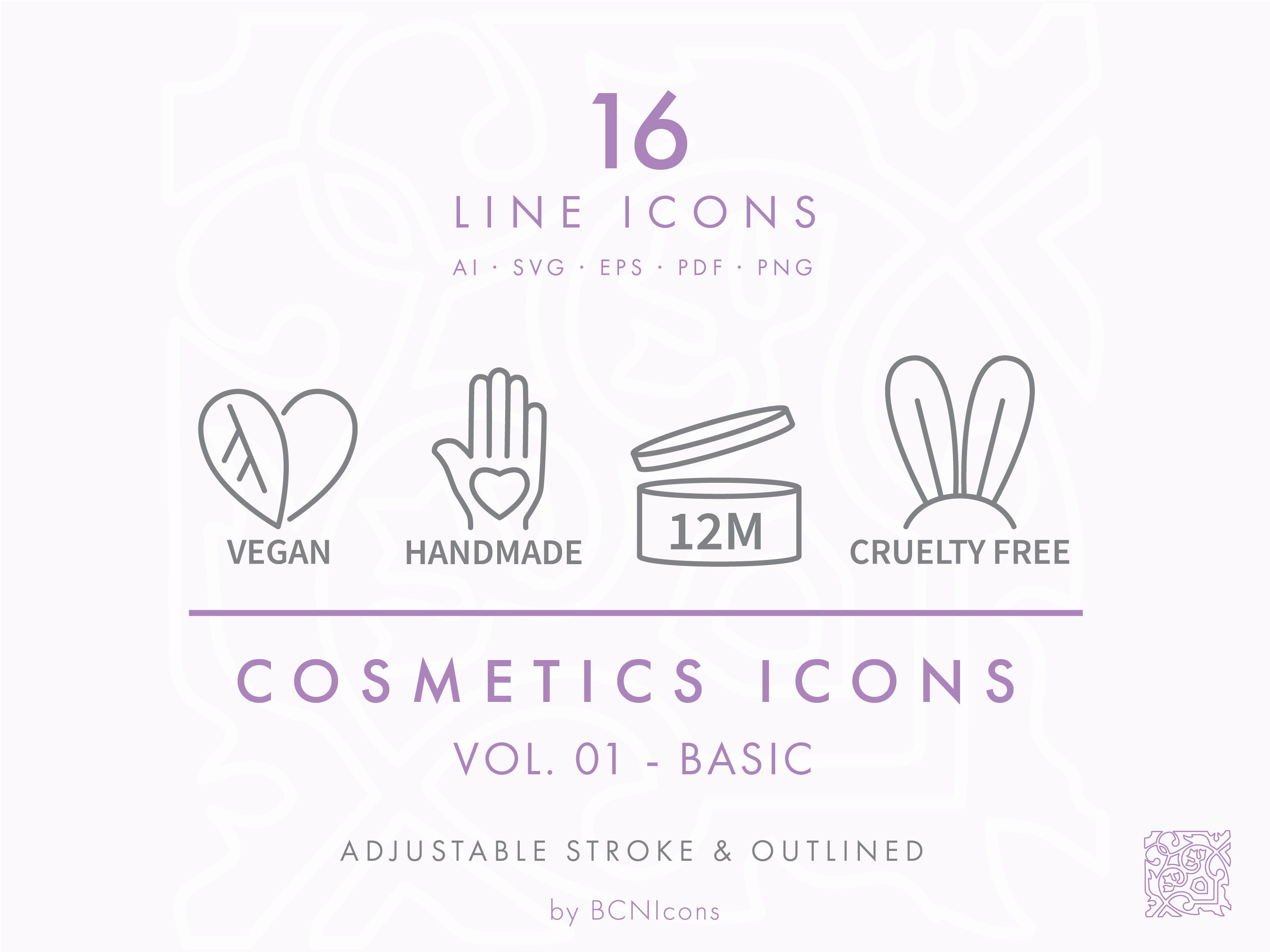 BASIC PACK: Cosmetics Packaging Symbols Vol. 01 Line Icon Vector SVG ...