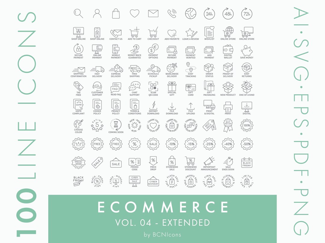 Ecommerce Symbols Vol. 04 Extended Icon Pack SVG, Minimalist Online ...