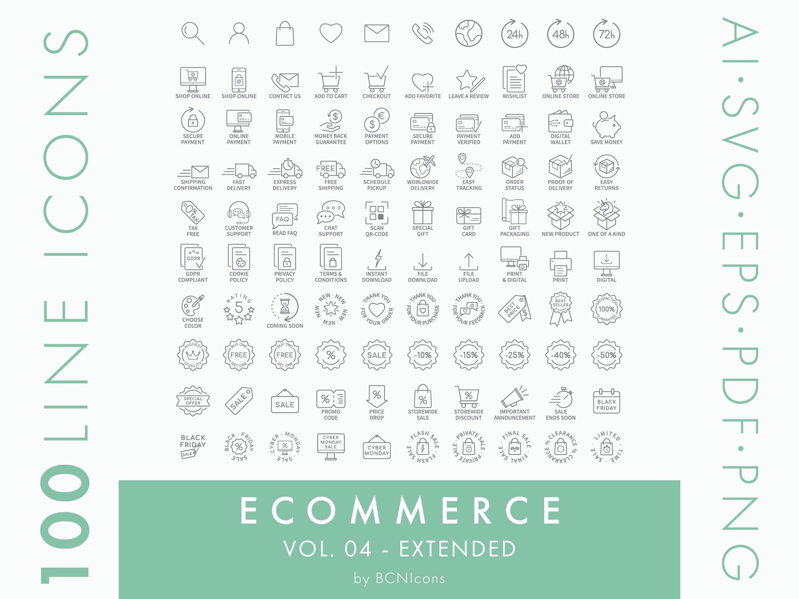 Ecommerce Symbols Vol. 04 Extended Icon Pack SVG, Minimalist Online ...