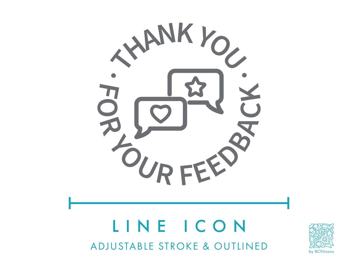 Thank You for Your Feedback Badge Ecommerce Line Icon SVG - Etsy