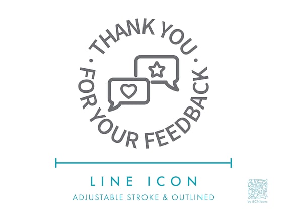 Thank You for Your Feedback Badge Ecommerce Line Icon SVG - Etsy