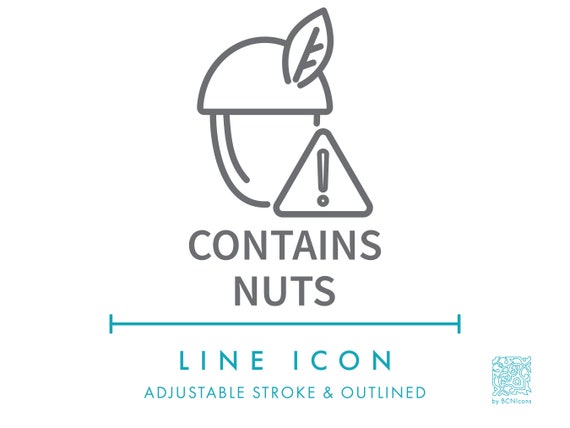 Contains Nuts Line Icon SVG Minimalist Allergy Warning Food & - Etsy