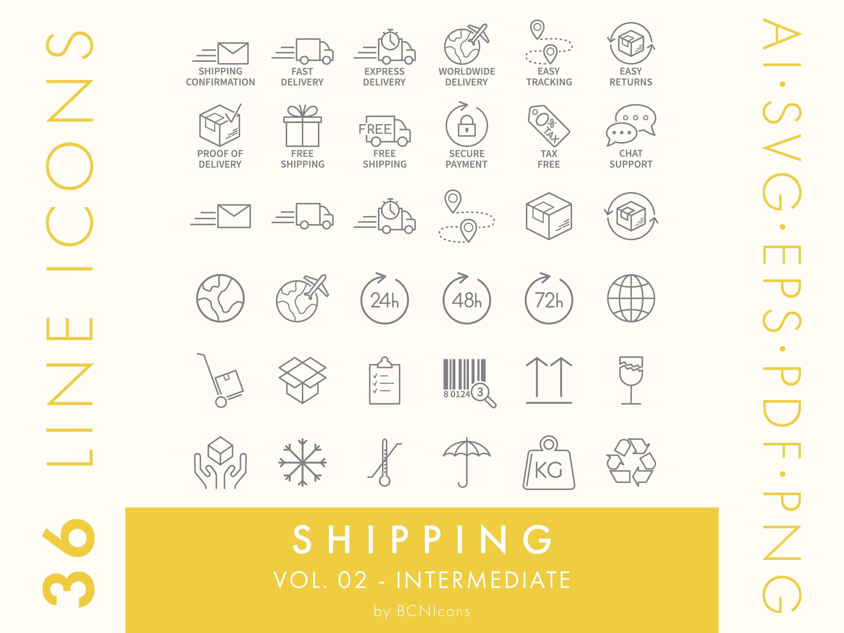 Shipping Symbols Vol. 02 Intermediate Outline Icon Set SVG, Minimalist ...