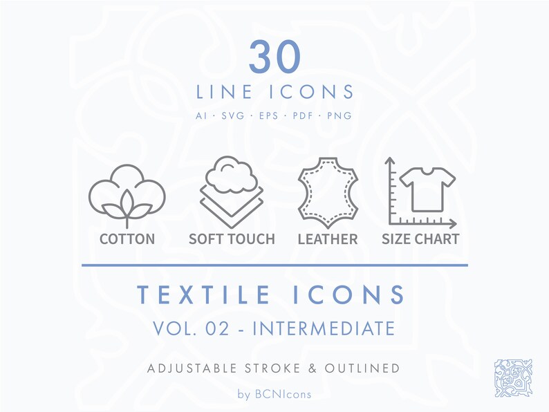 INTERMEDIATE PACK: Textile Symbols Vol. 02 Line Icons SVG, Tailor ...