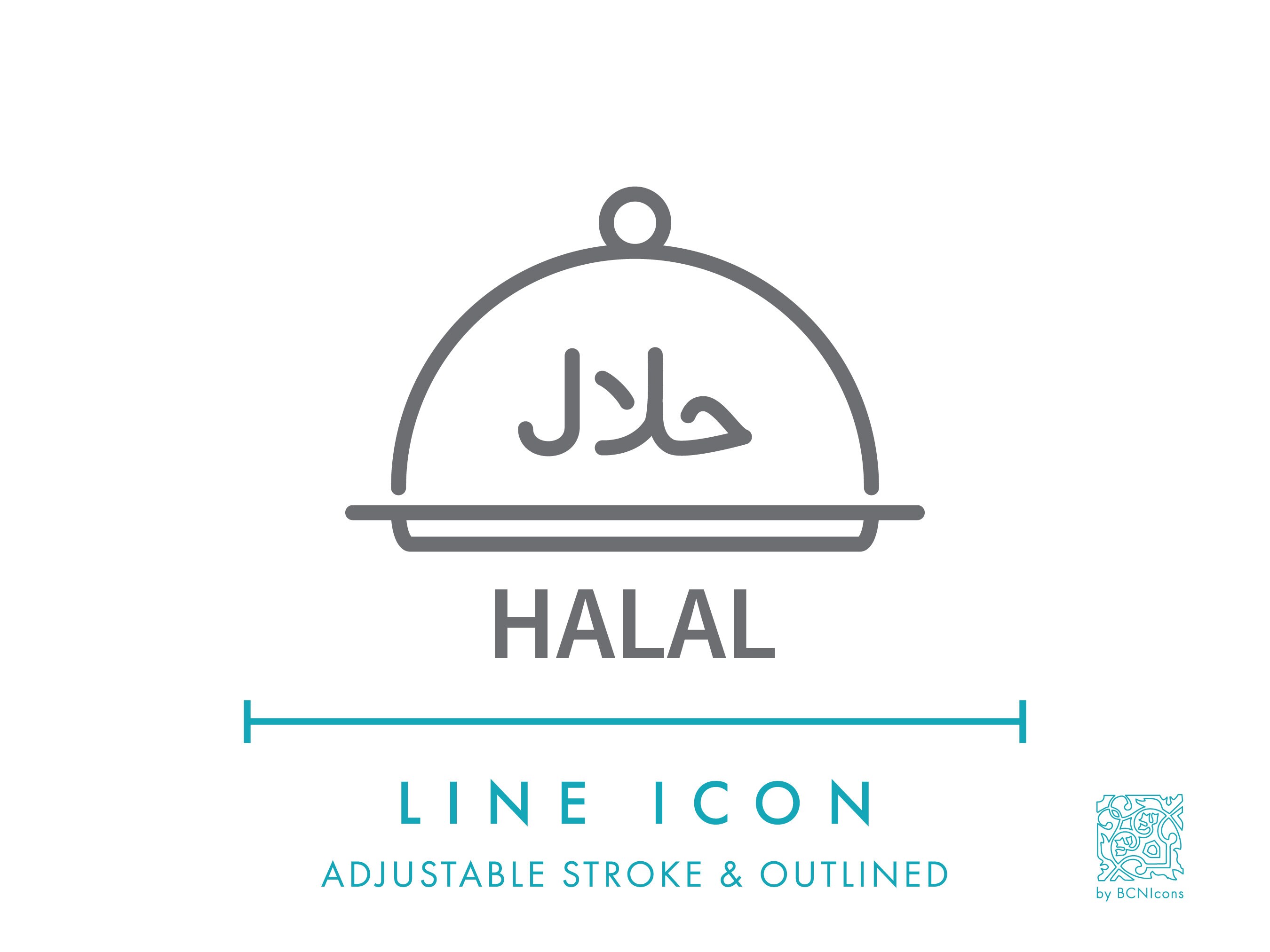 Halal Food Line Icon SVG, Minimalist Special Food and Drink Beverage ...