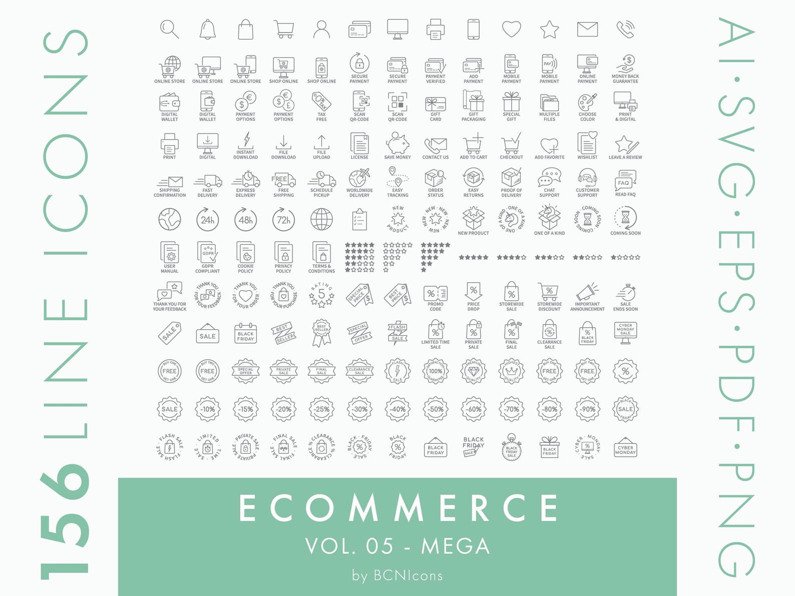 Ecommerce Symbols Vol. 05 Mega Icon Pack SVG, Minimalist Online Shop ...