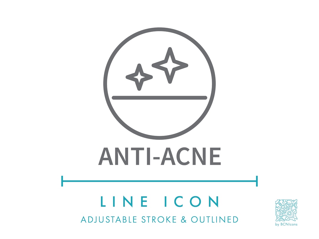 Anti Acne Line Icon SVG, Minimalist Cosmetic Skincare Packaging Symbol ...