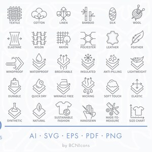 Textile Symbols Vol. 02 Intermediate Line Icons Pack SVG, Tailor Sewing ...