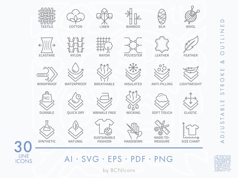 Textile Symbols Vol. 02 Intermediate Line Icons Pack SVG, Tailor Sewing ...