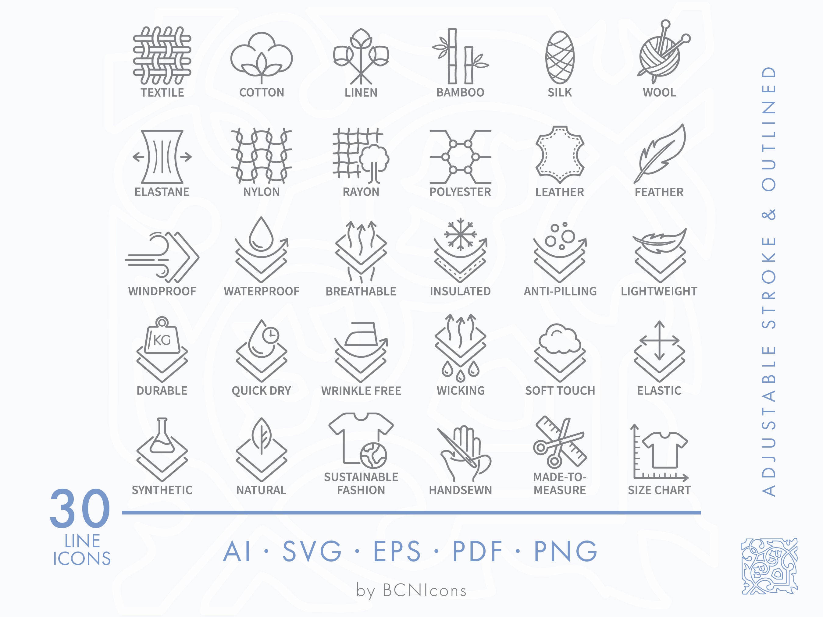 INTERMEDIATE PACK: Textile Symbols Vol. 02 Line Icons SVG, Tailor ...