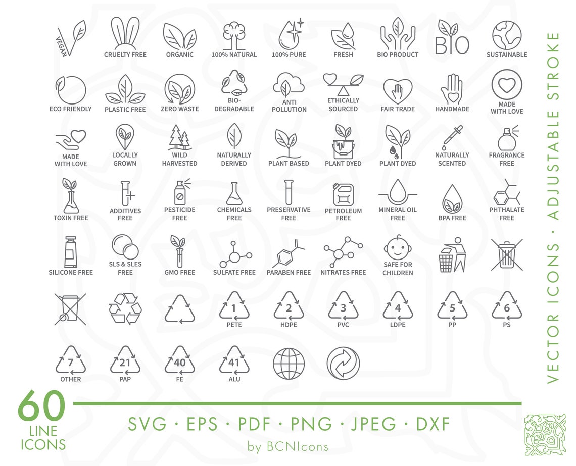 Eco Friendly Line Icons Pack Vol. 03 Extended SVG Minimalist | Etsy