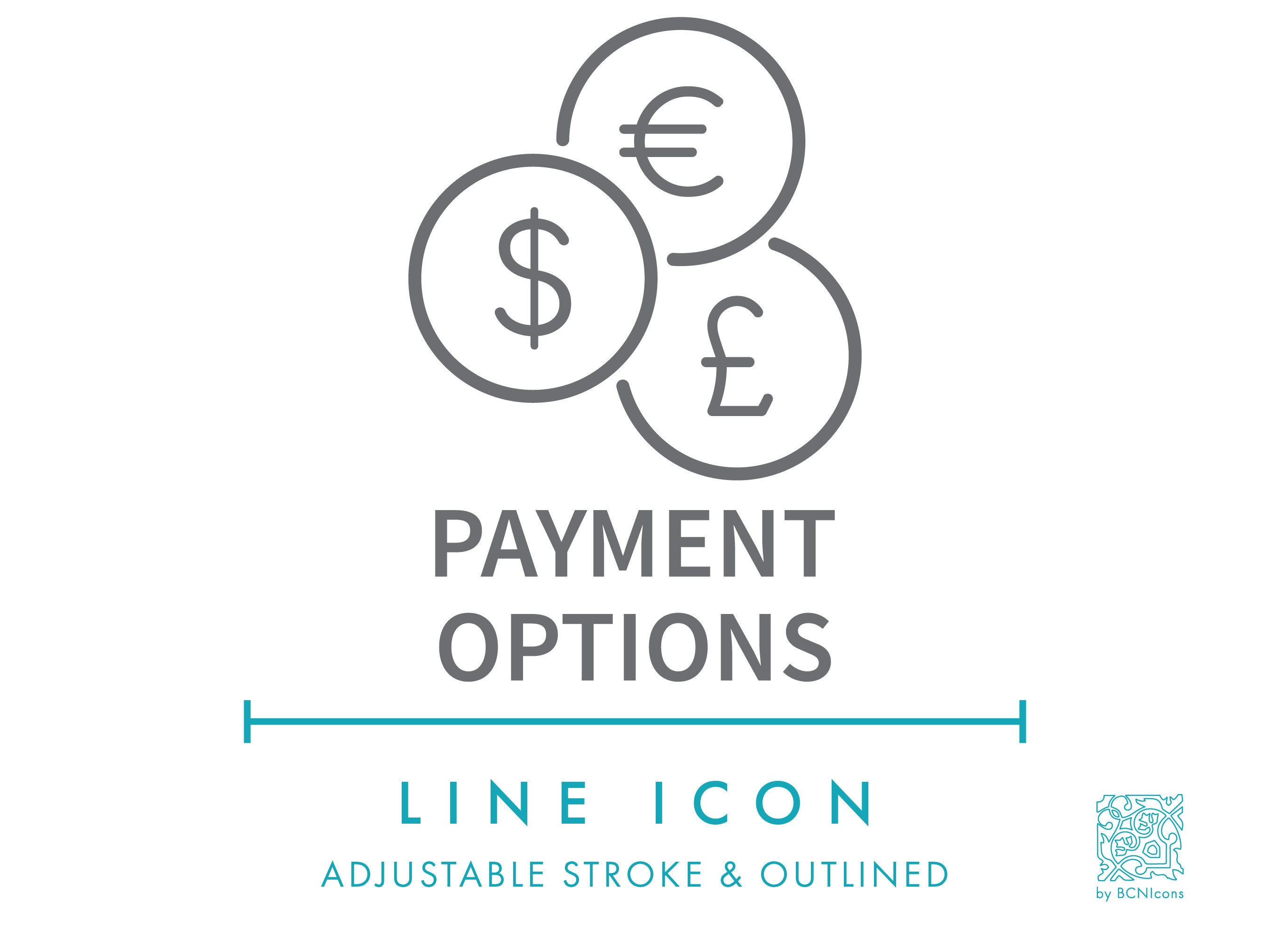 Payment Options Ecommerce Line Icon SVG, Minimalist Currency Symbols ...