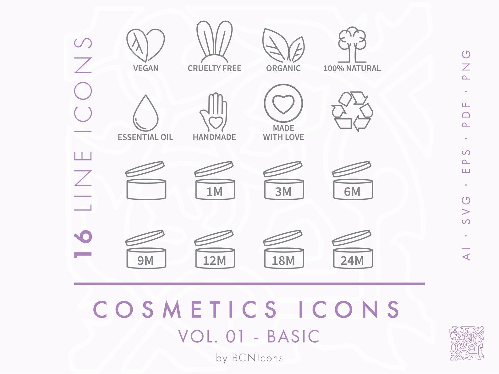Cosmetics Packaging Symbols Vol. 01 BASIC PACK Line Icons SVG ...