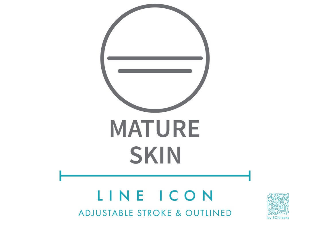 Mature Skin Line Icon SVG, Aging Skin Types Cosmetics Packaging Icon ...