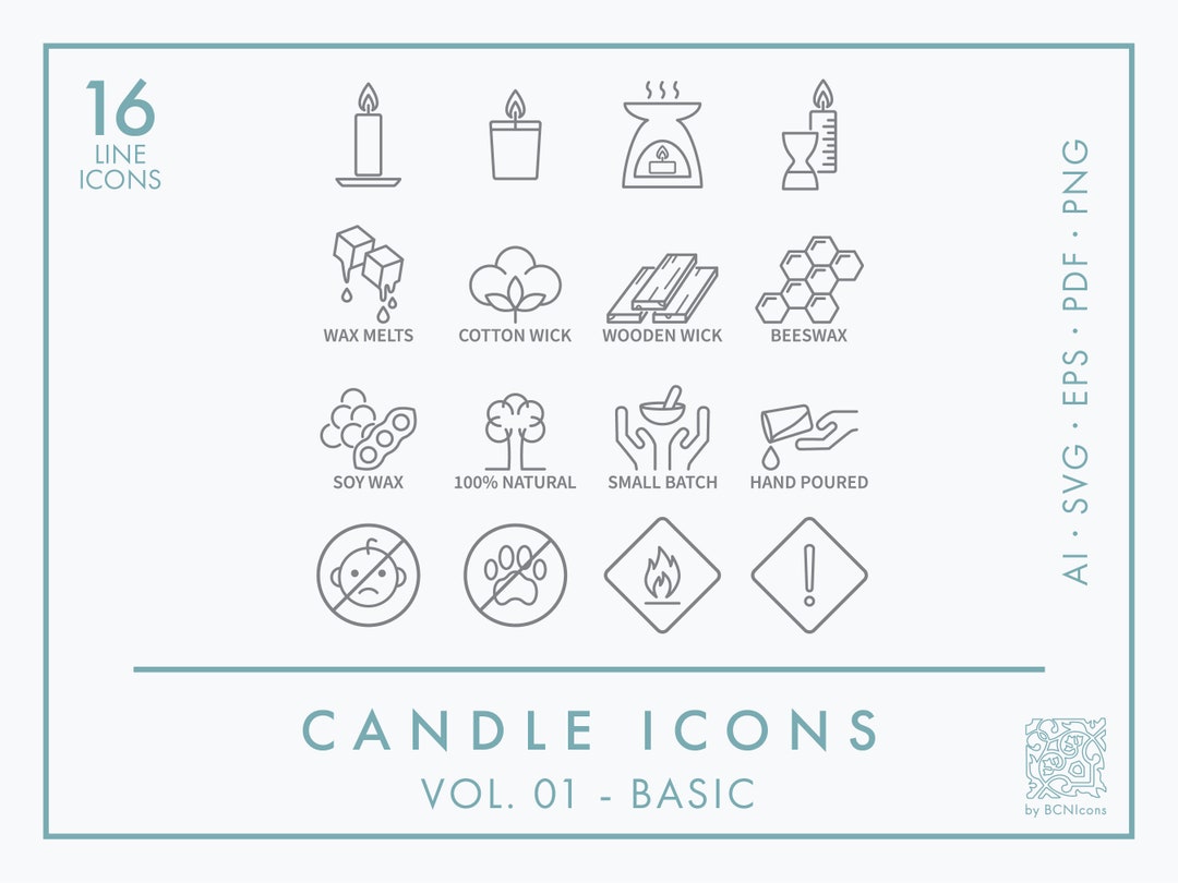 Candle Making Symbols Line Icon Pack Vol. 01 Basic SVG - Etsy