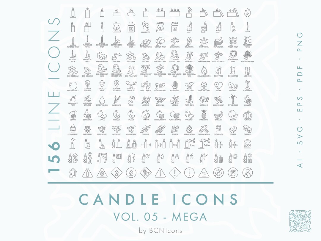 Candle Making Symbols Vol. 05 Mega Pack Line Icons SVG, Minimalist ...