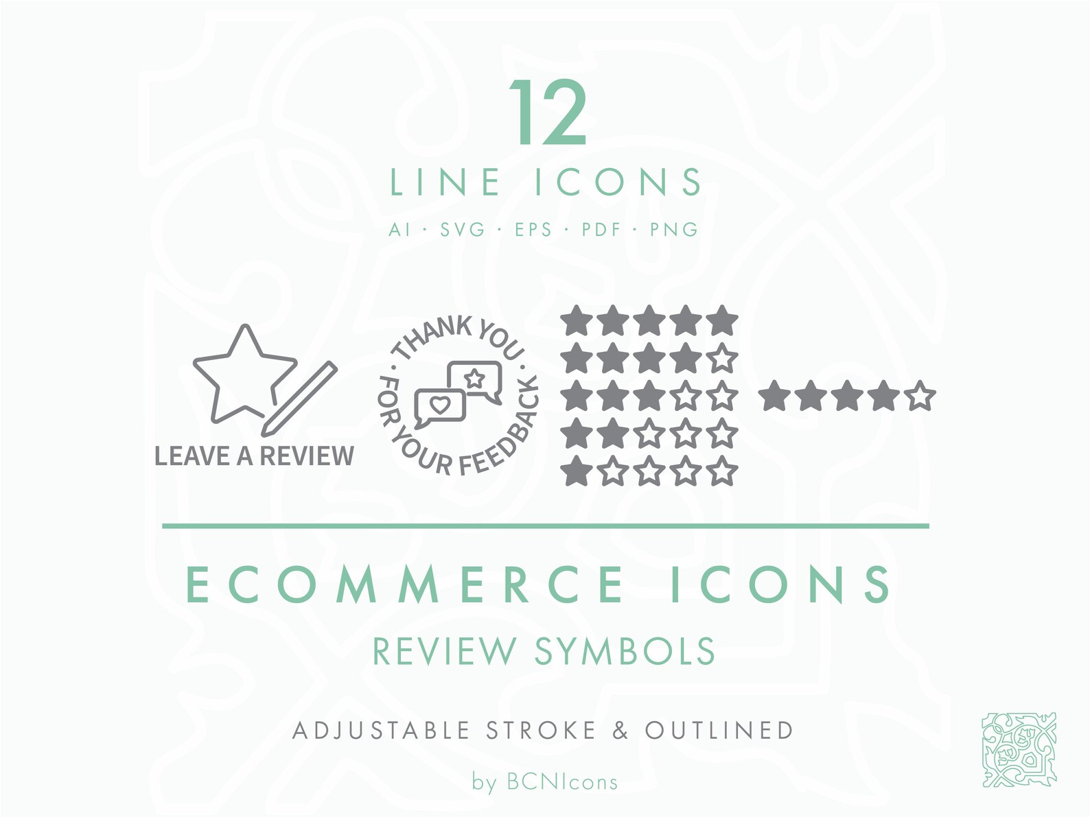 REVIEW SYMBOLS Ecommerce Line Icon Pack SVG Minimalist Online - Etsy