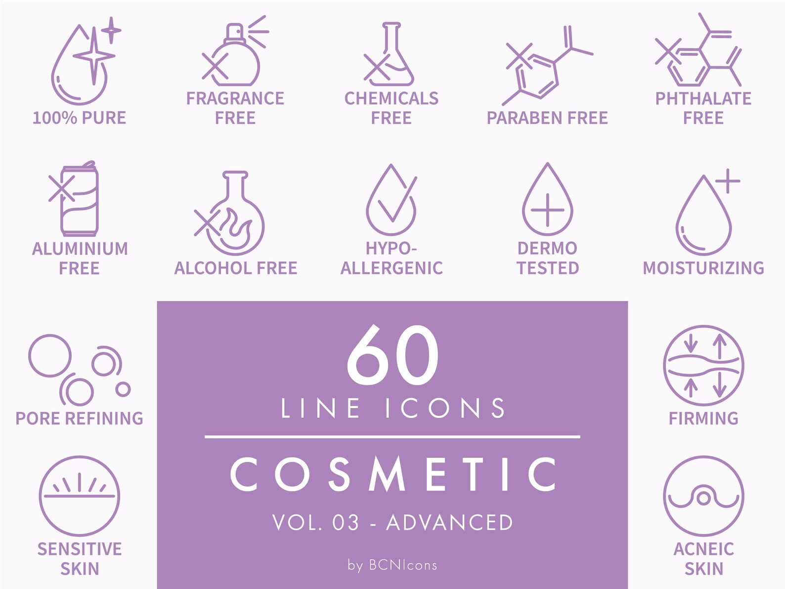 ADVANCED PACK: Cosmetics Packaging Symbols Vol.03 Line Icons SVG ...