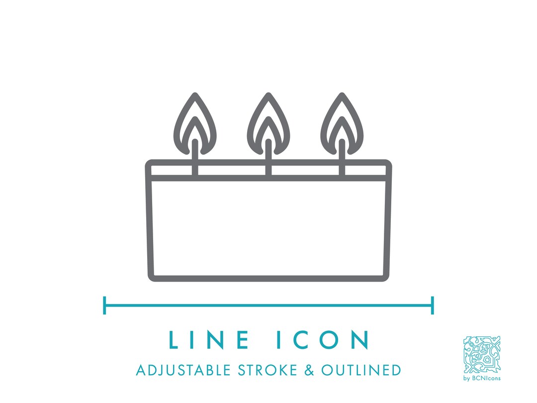 Triple Wick Candle Line Icon SVG, Minimalist Glass Candle With Three ...