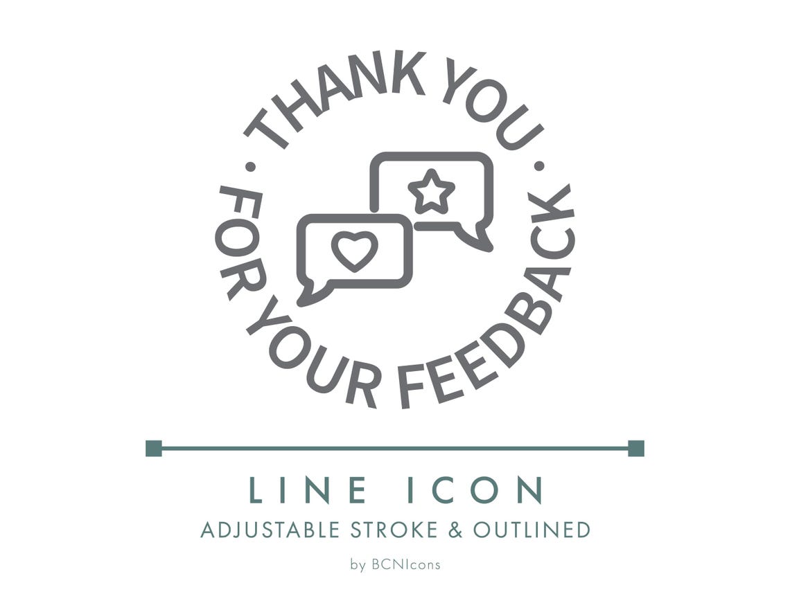 Thank You for Your Feedback Badge Ecommerce Line Icon SVG, Minimalist ...
