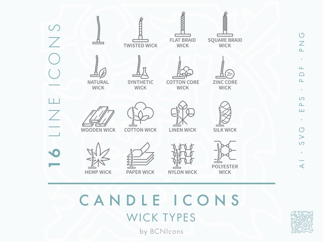 Wick Types Candle Making Line Icon Pack SVG, Minimalist Candle Wicks ...