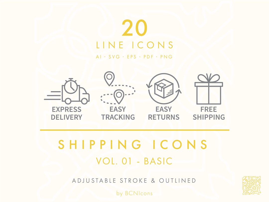 BASIC PACK: Shipping Symbols Vol. 01 Outline Icon Set SVG, Minimalist ...