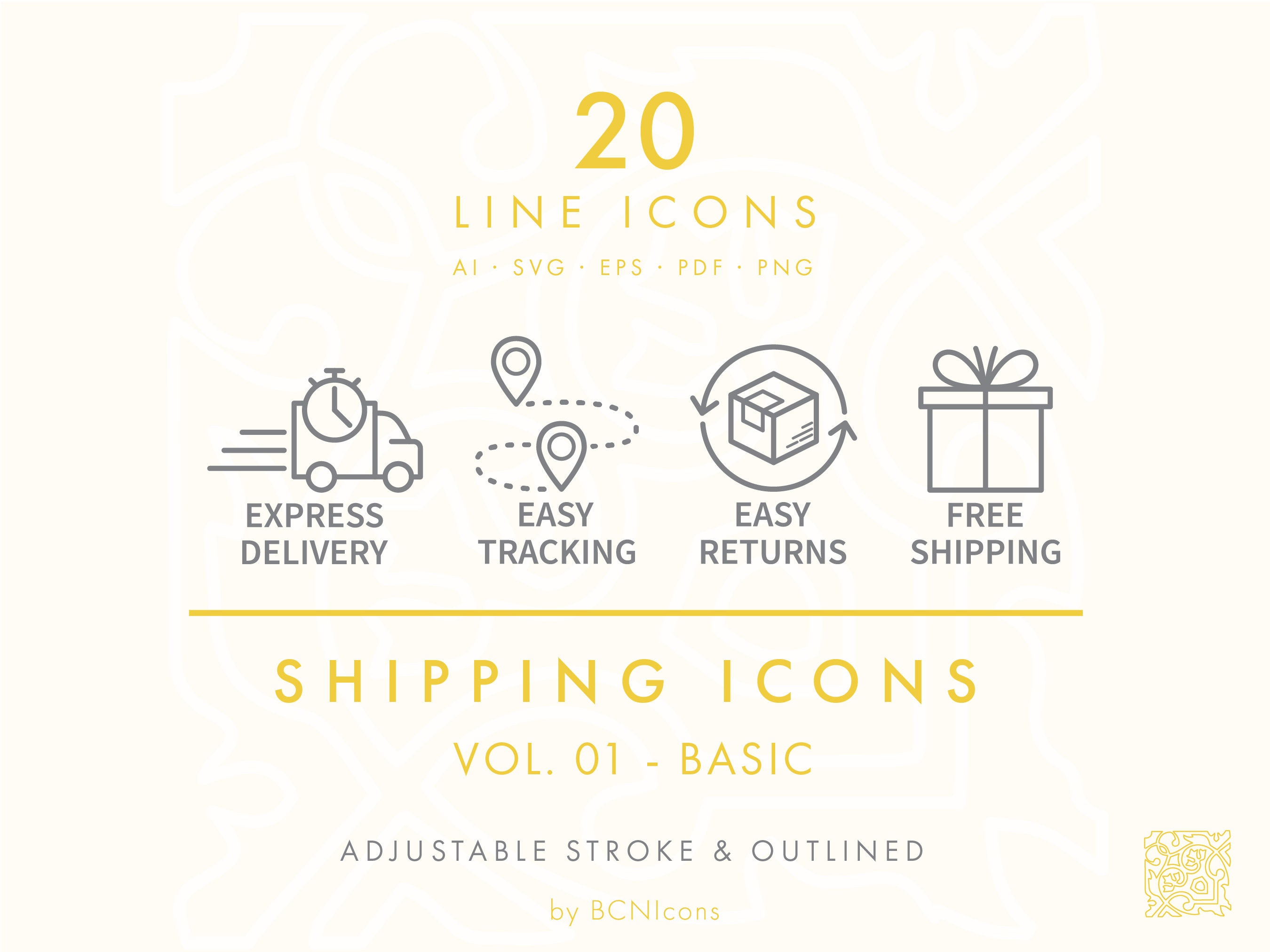BASIC PACK: Shipping Symbols Vol. 01 Outline Icon Set SVG, Minimalist ...