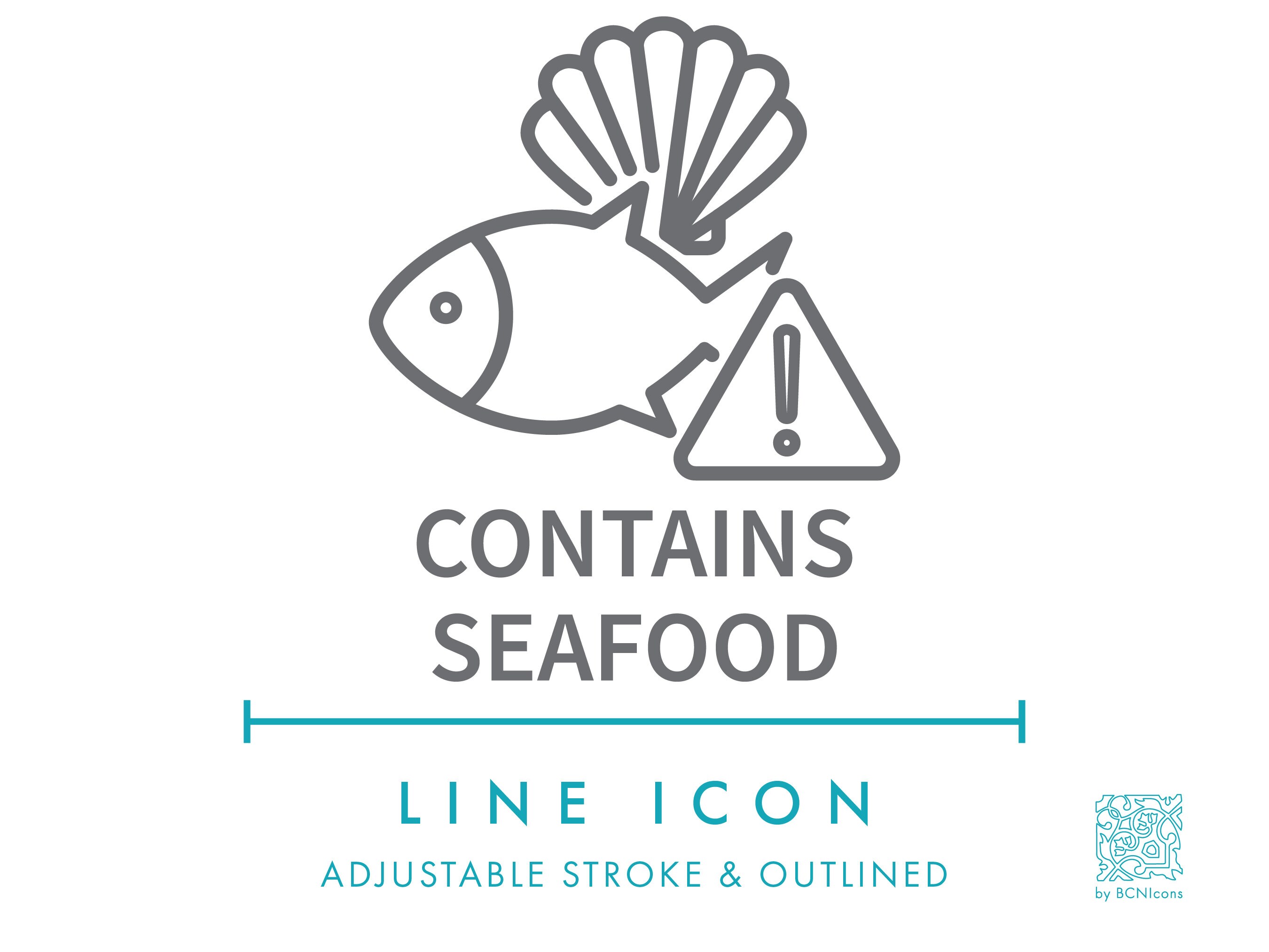 Contains Seafood Line Icon SVG, Minimalist Fish Allergy Warning Food ...