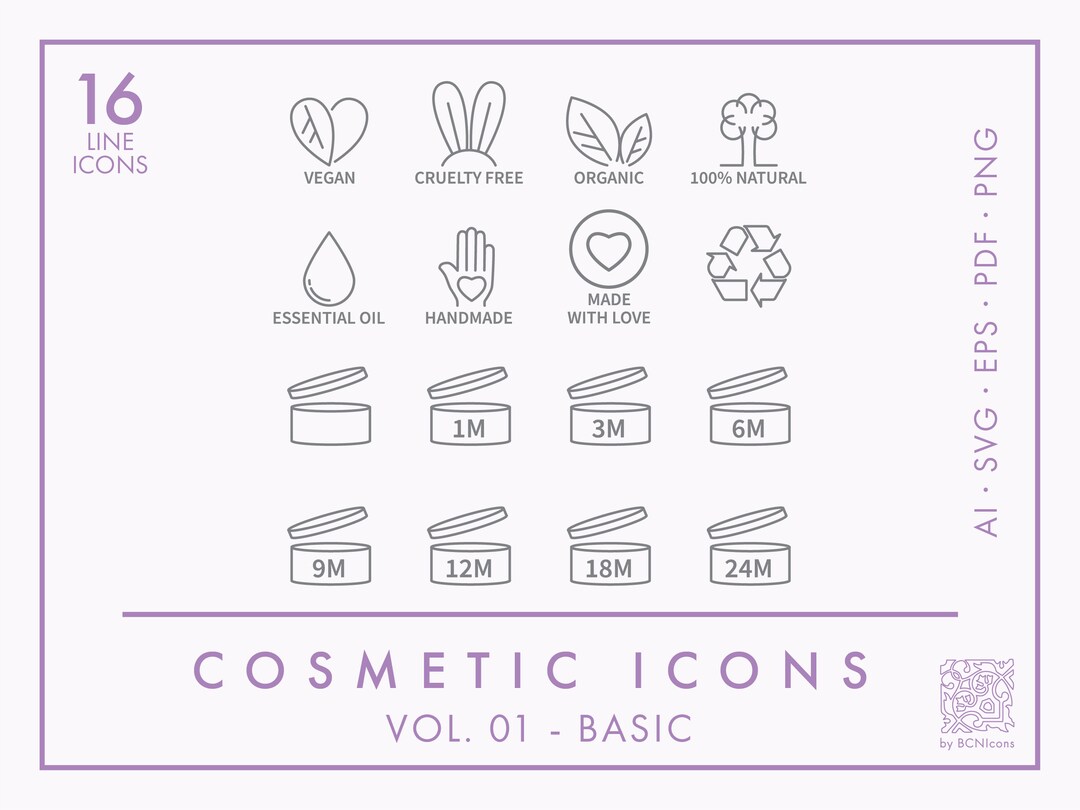Cosmetics Packaging Symbols Vol. 01 BASIC PACK Line Icons - Etsy