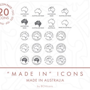 Made in Australia Badge Line Icons Pack SVG Australian Made | Etsy