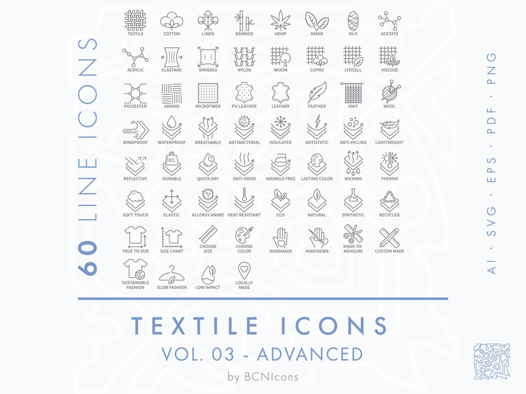 Textile Symbols Vol. 03 Advanced Line Icons Pack SVG, Tailor Sewing ...