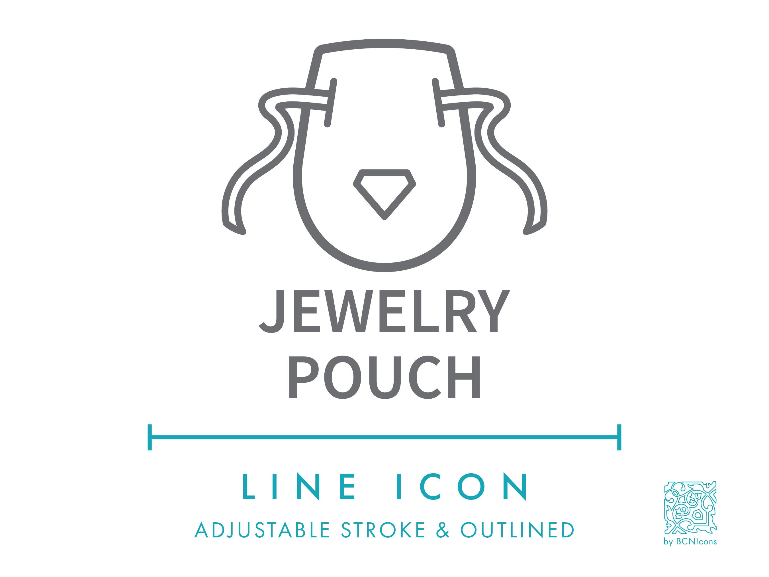 Jewelry Pouch Line Icon SVG, Minimalist Storage Bag Jewellery Care ...