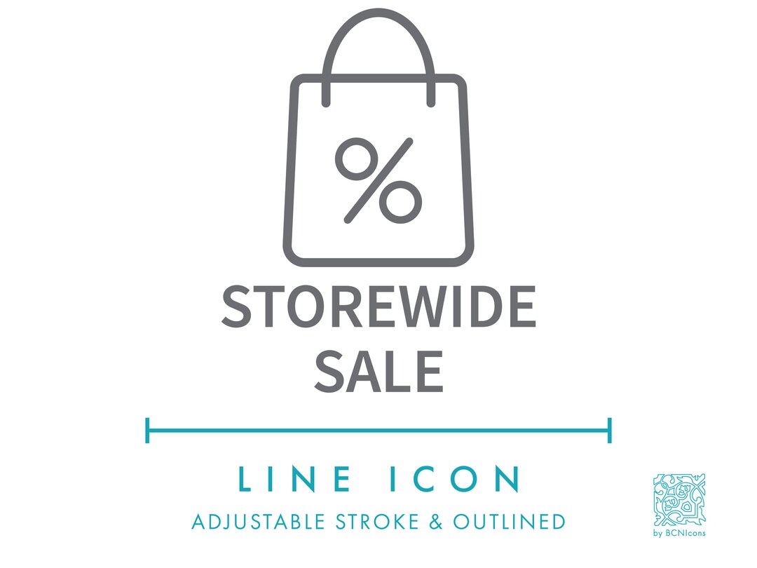 Storewide Sale Ecommerce Line Icon SVG, Minimalist Shop Bag Promotion ...