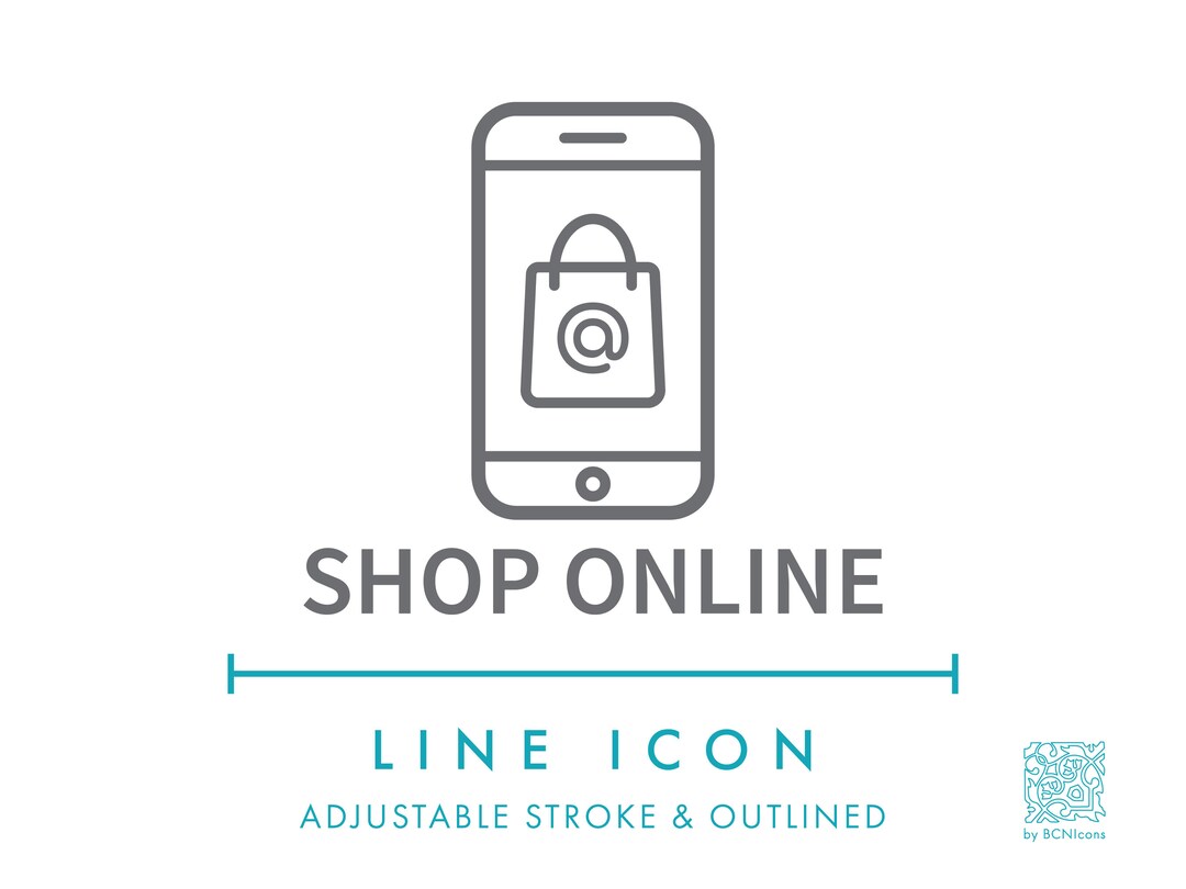 Shop Online Mobile Ecommerce Line Icon SVG, Shopping Phone App Online ...