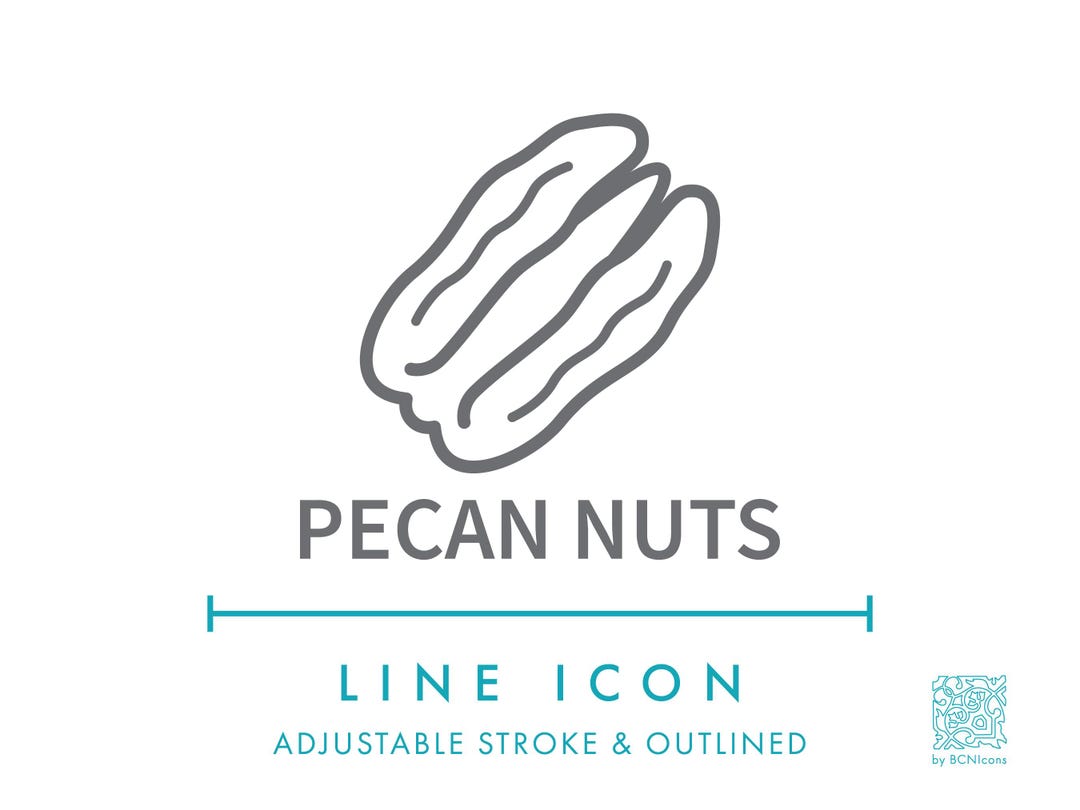 Pecan Nuts Line Icon SVG, Minimalist Nuts Ingredient Food & Cosmetics ...