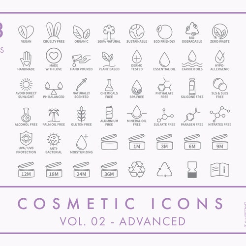 Cosmetics Packaging Symbols Vol. 02 Advanced Line Icons Pack - Etsy