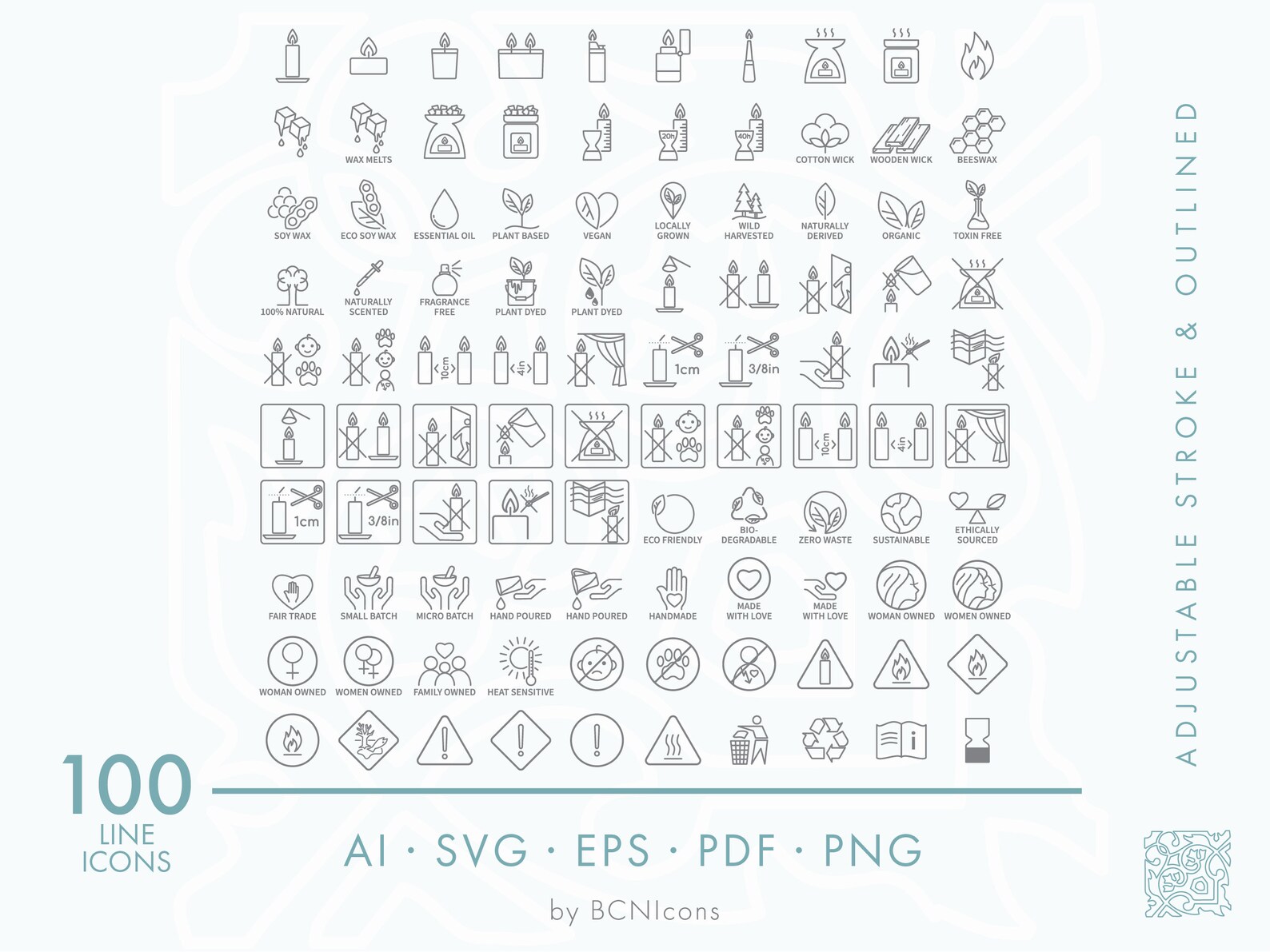 EXTENDED PACK: Candle Making Symbols Line Icons Vol. 04 SVG, Minimalist ...