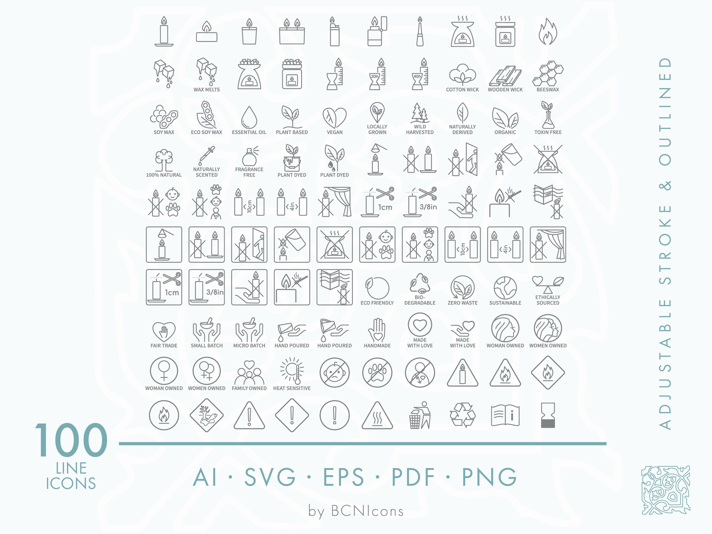 EXTENDED PACK: Candle Making Symbols Line Icons Vol. 04 SVG, Minimalist ...