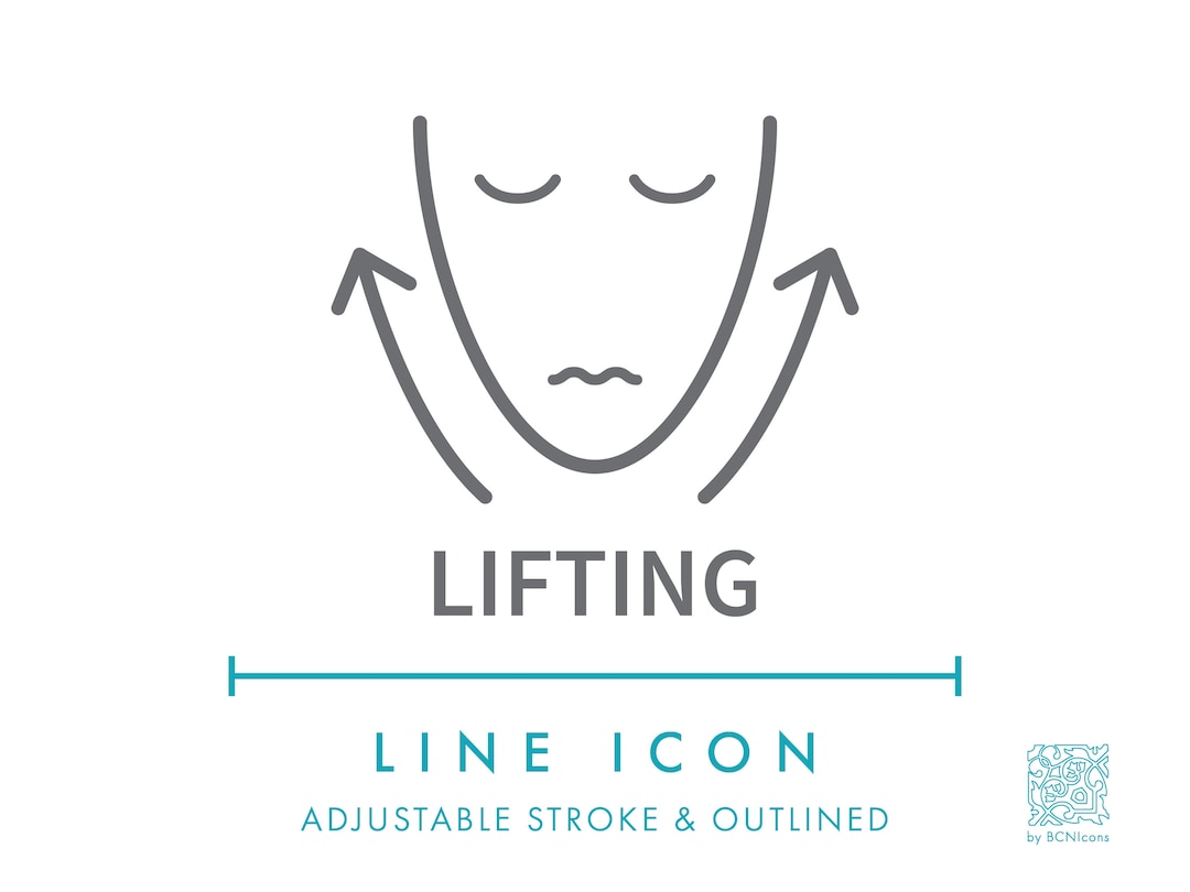 Lifting Line Icon SVG, Minimalist Firming Skincare Cosmetics Packaging ...