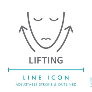 Lifting Line Icon SVG, Minimalist Firming Skincare Cosmetics Packaging ...