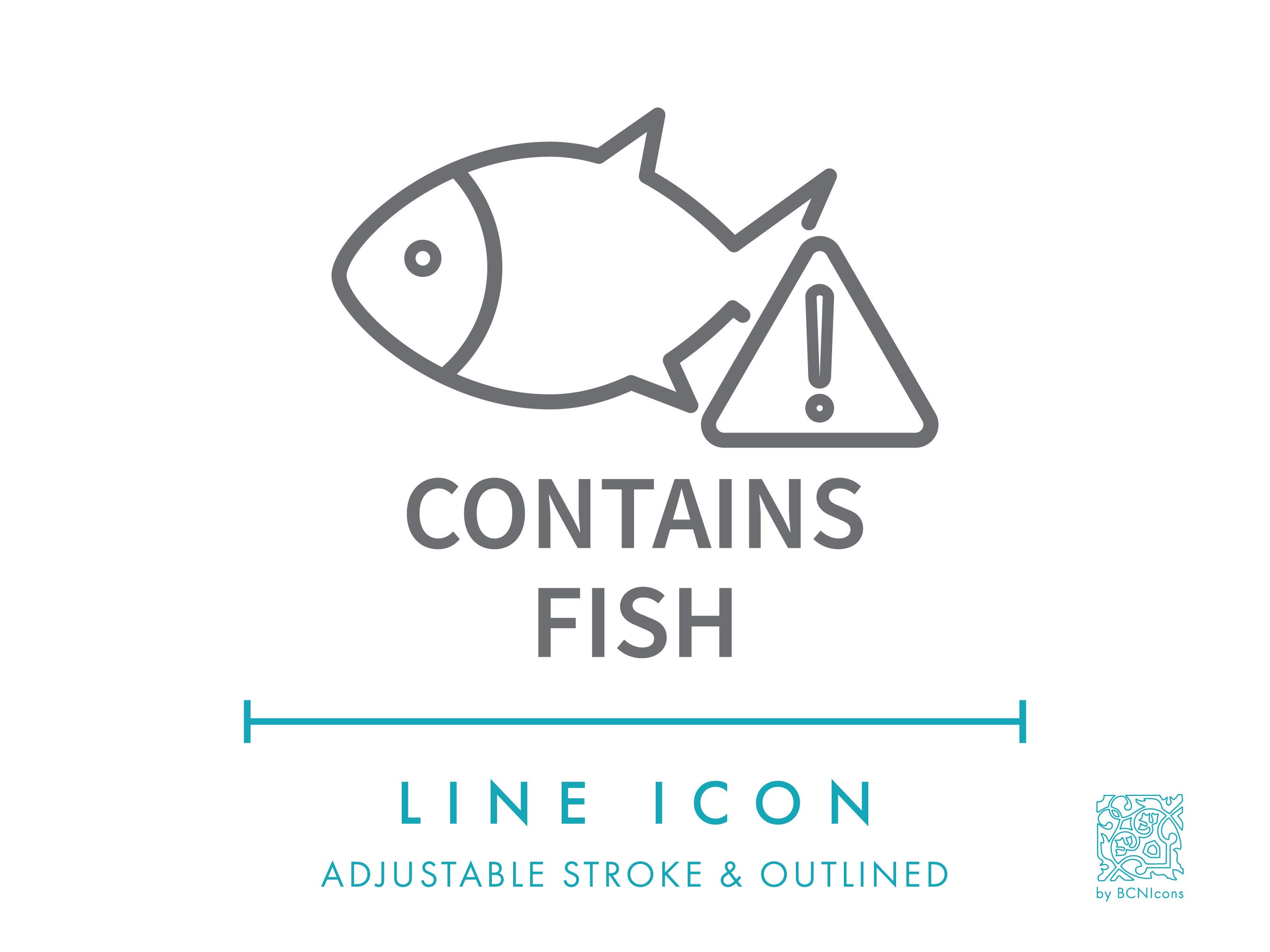Contains Fish Nutrition Line Icon SVG, Minimalist Food Allergen Warning ...
