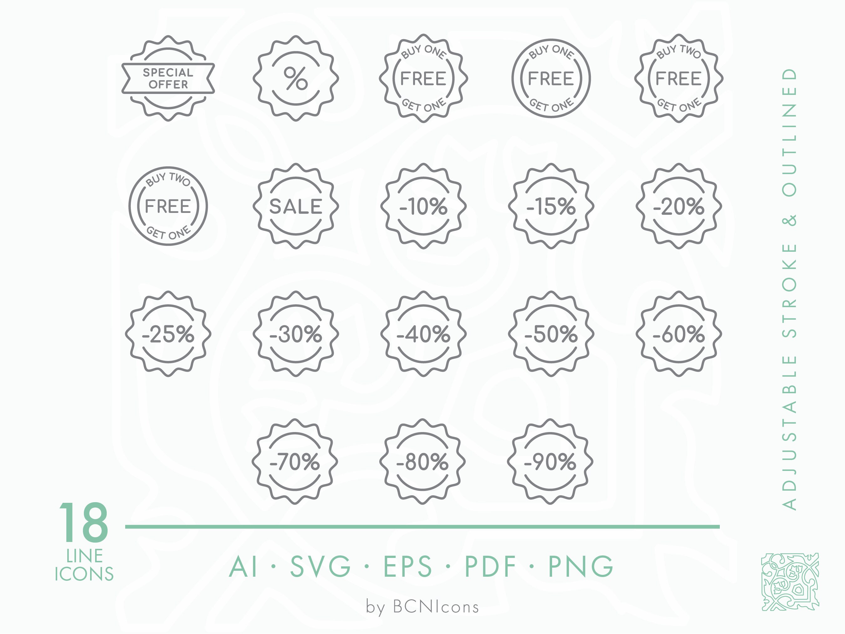 SALE BADGES Ecommerce Symbol Icon Pack SVG, Minimalist Promotion ...