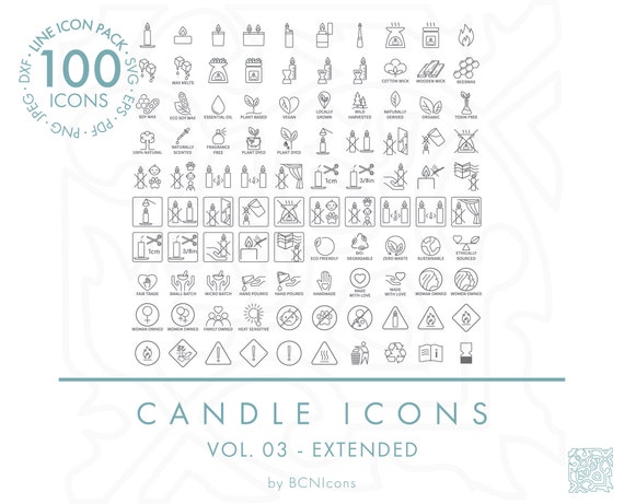 Candle Making Symbols Line Icon Pack Vol. 03 Extended SVG | Etsy