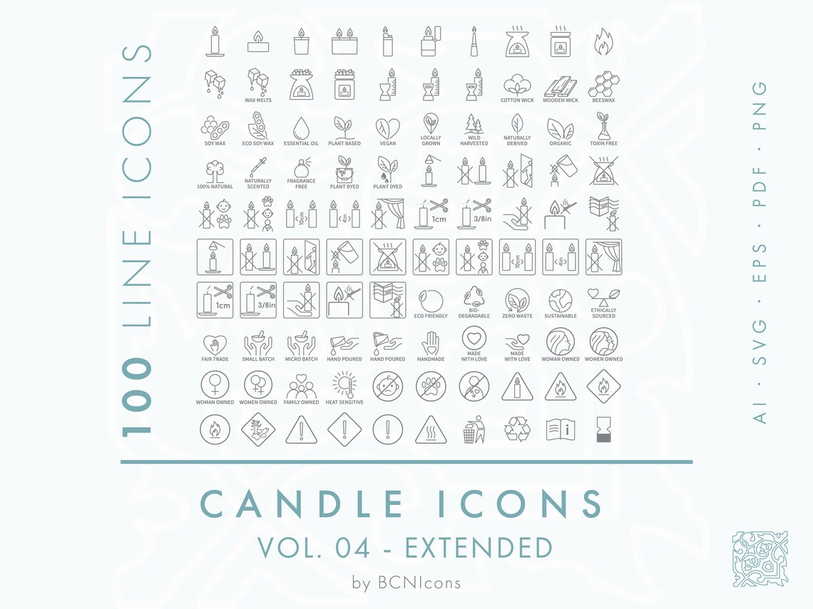 EXTENDED PACK: Candle Making Symbols Line Icons Vol. 03 SVG - Etsy