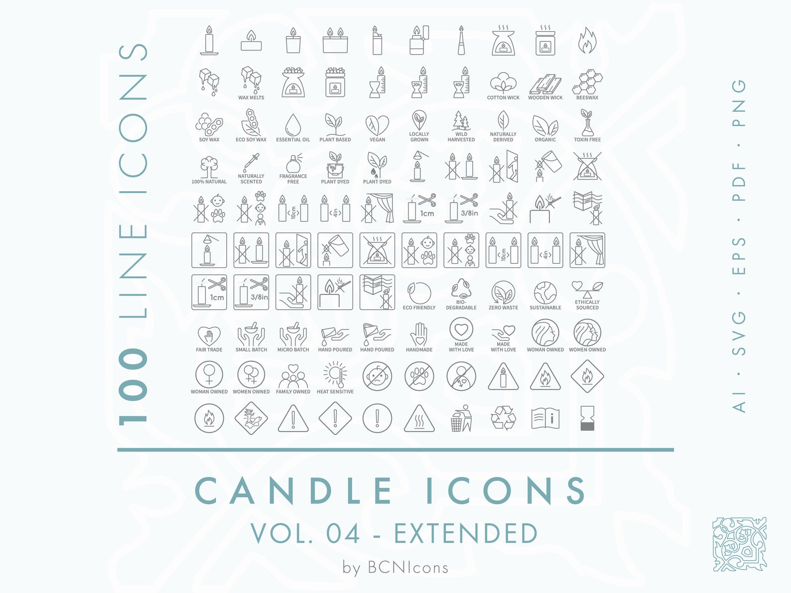 EXTENDED PACK: Candle Making Symbols Line Icons Vol. 04 SVG, Minimalist ...