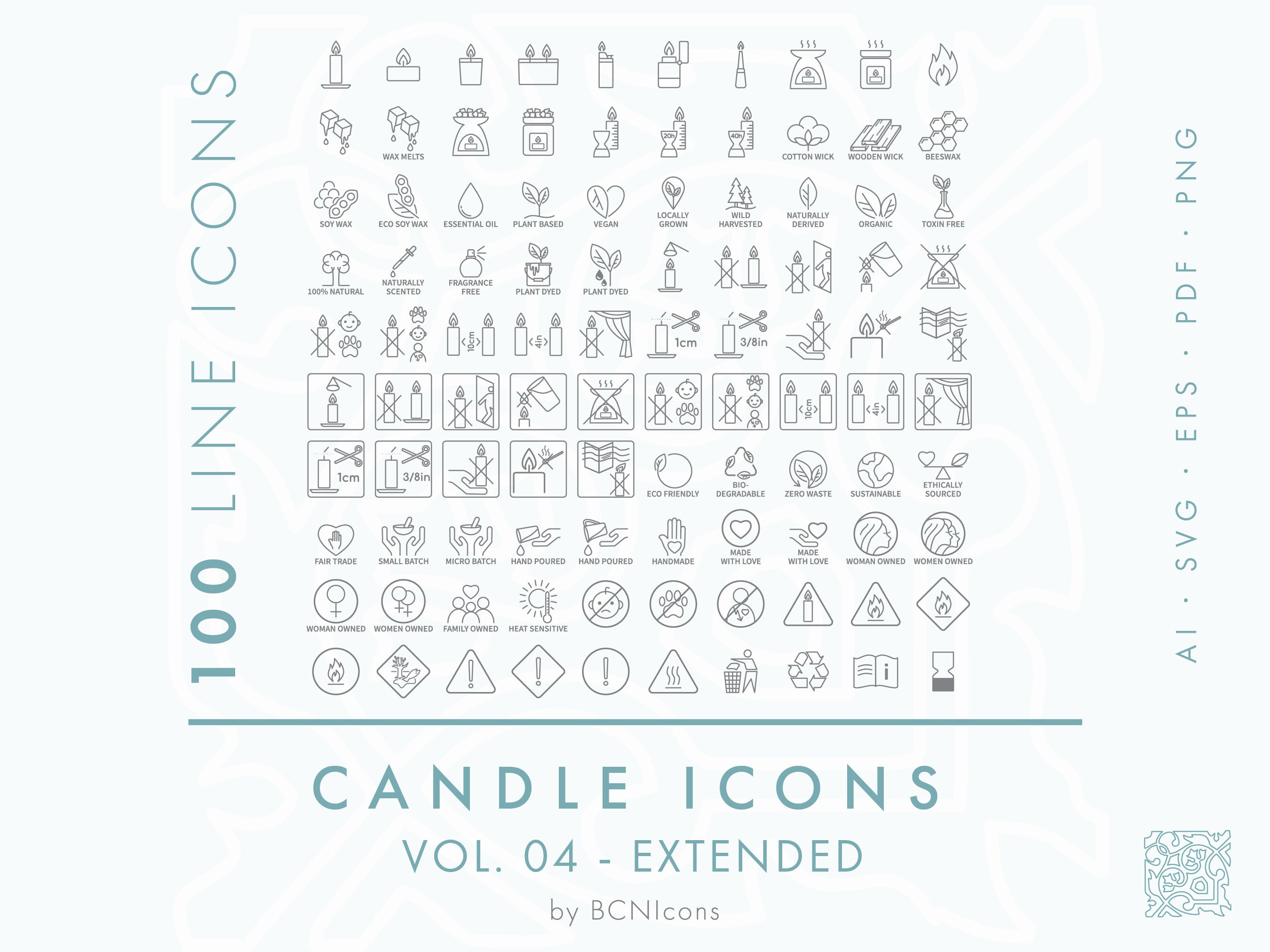 EXTENDED PACK: Candle Making Symbols Line Icons Vol. 04 SVG, Minimalist ...