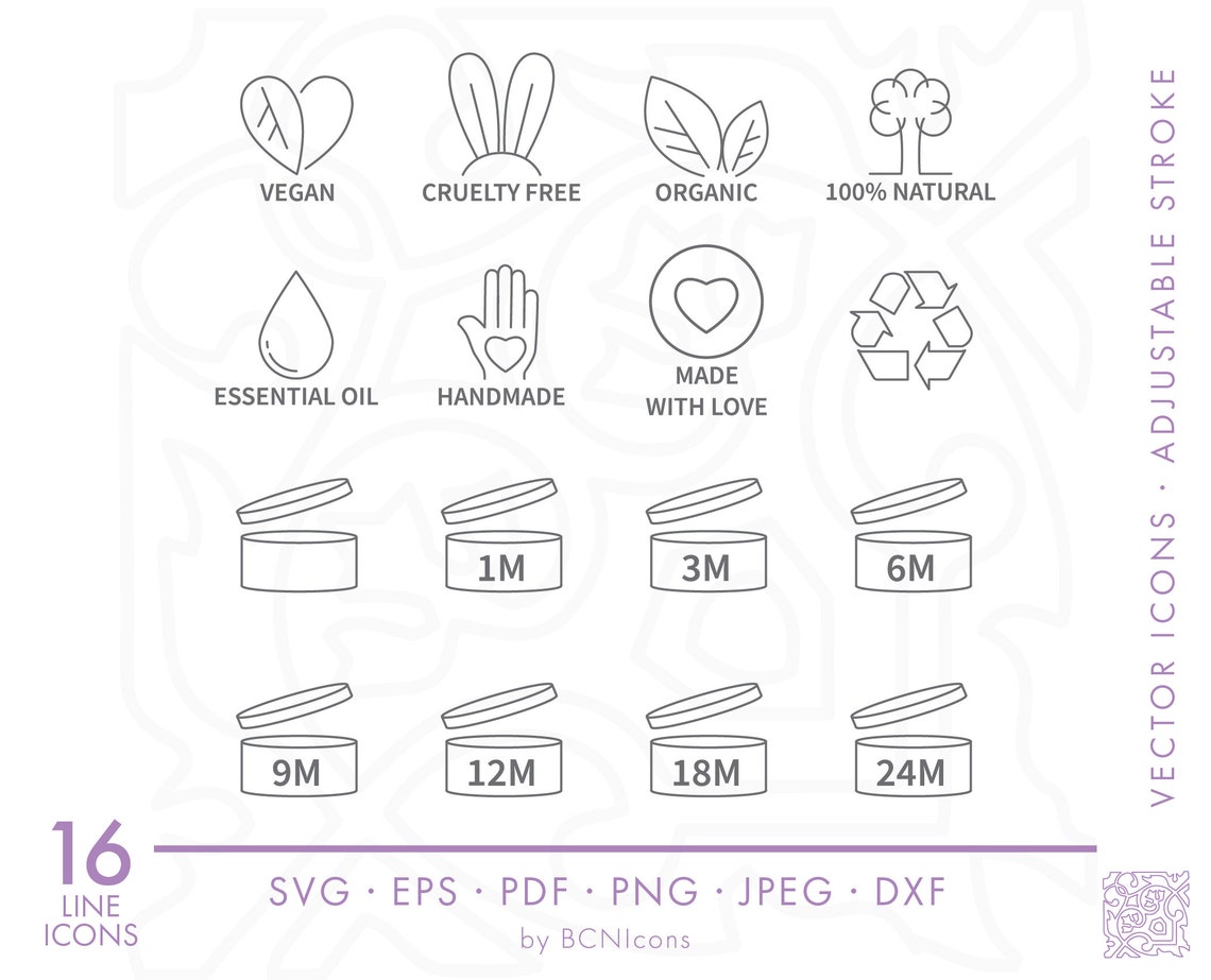 BASIC PACK: Cosmetics Packaging Symbols Vol. 01 Line Icon SVG | Etsy