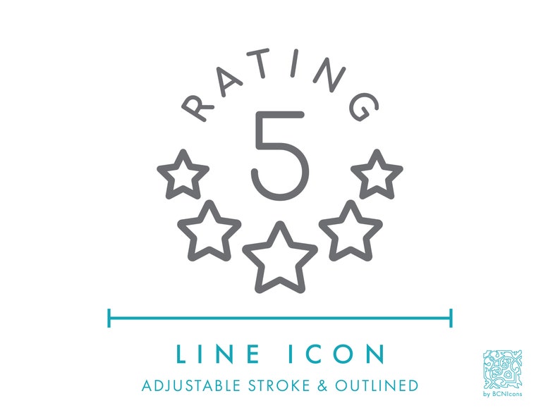 Five Star Rating Ecommerce Line Icon SVG, Minimalist 5 Star Review ...