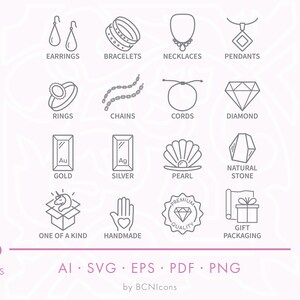 BASIC PACK: Jewelry Line Icons Vol. 01 Svg, Minimalist Jewellery ...