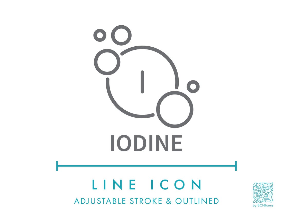 Iodine Line Icon SVG, Minimalist Iodine Nutrition Food Symbol PNG, I ...
